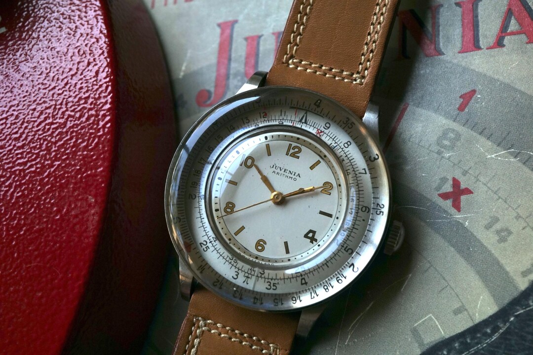 Juvenia Arithmo Calculating Slide Rule Rare Watch Stainless Steel W ...