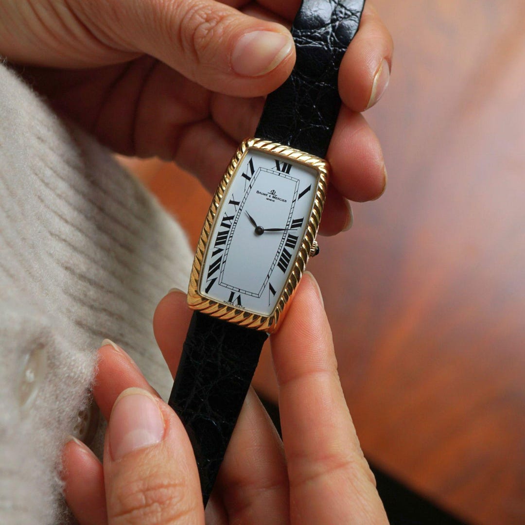 Baume & Mercier Oversized Tank Allongee 18k Gold With Papers Manual ...