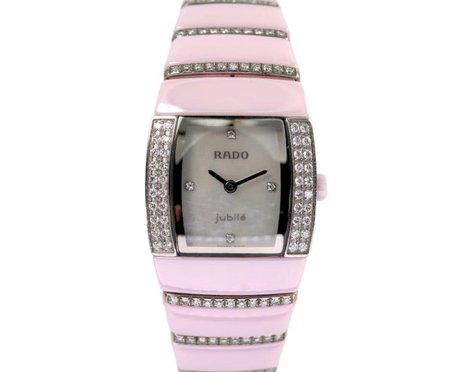 Rado Sintra Jubile Diamond Bezel Pink Ceramic Mother of Pearl Womens ...