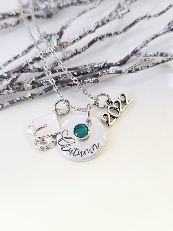 Graduate Gift Personalized Grad Necklace Hand Stamped - Etsy