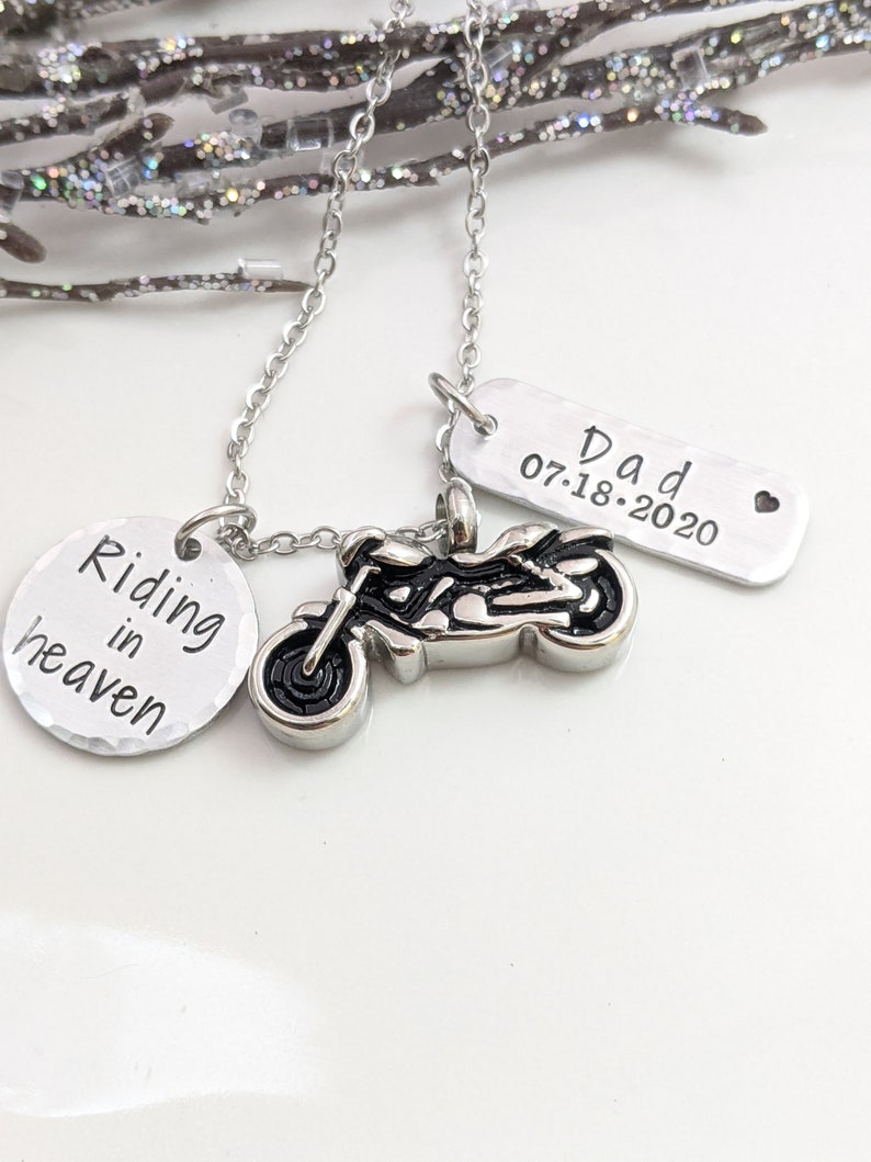 Motorcycle Urn - Personalized Urn Necklace - Riding in Heaven - Ashes ...