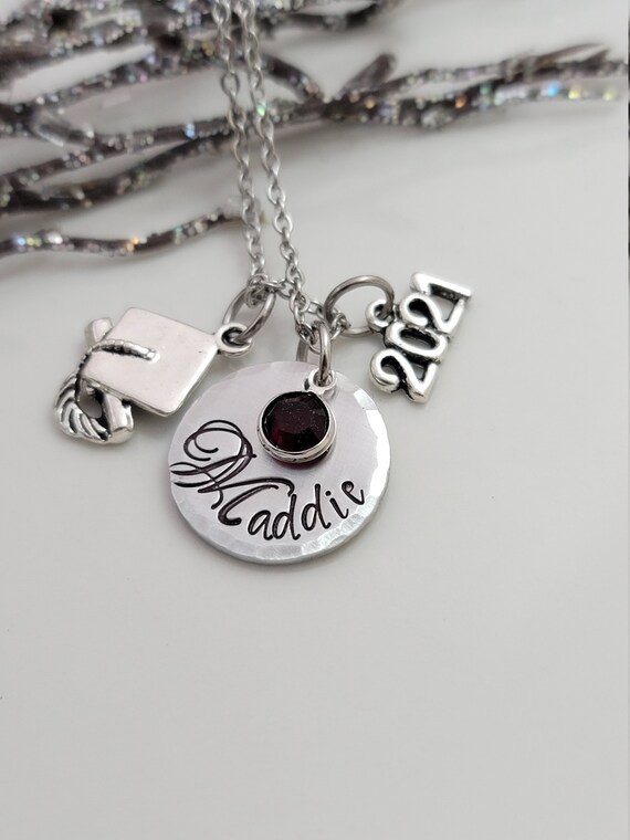 Graduate Gift Personalized Grad Necklace Hand Stamped | Etsy