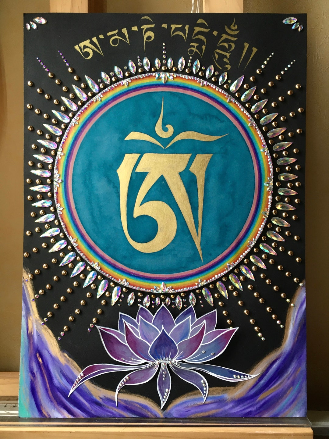 Illustration OM Tibetan and Lotus Chakra Poster Lotus - Etsy