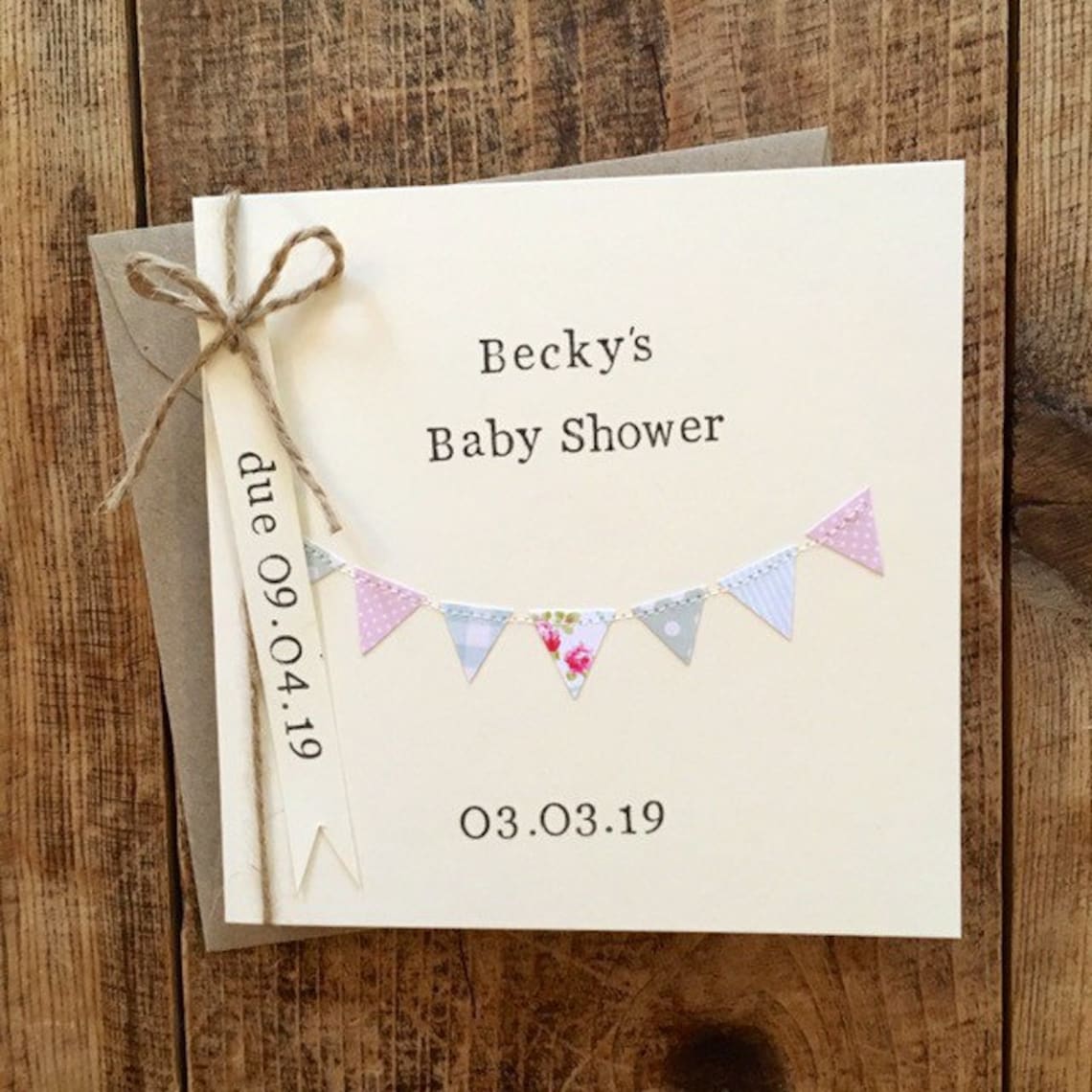 Baby Shower Card / Baby Shower Personalised Card / Bunting | Etsy