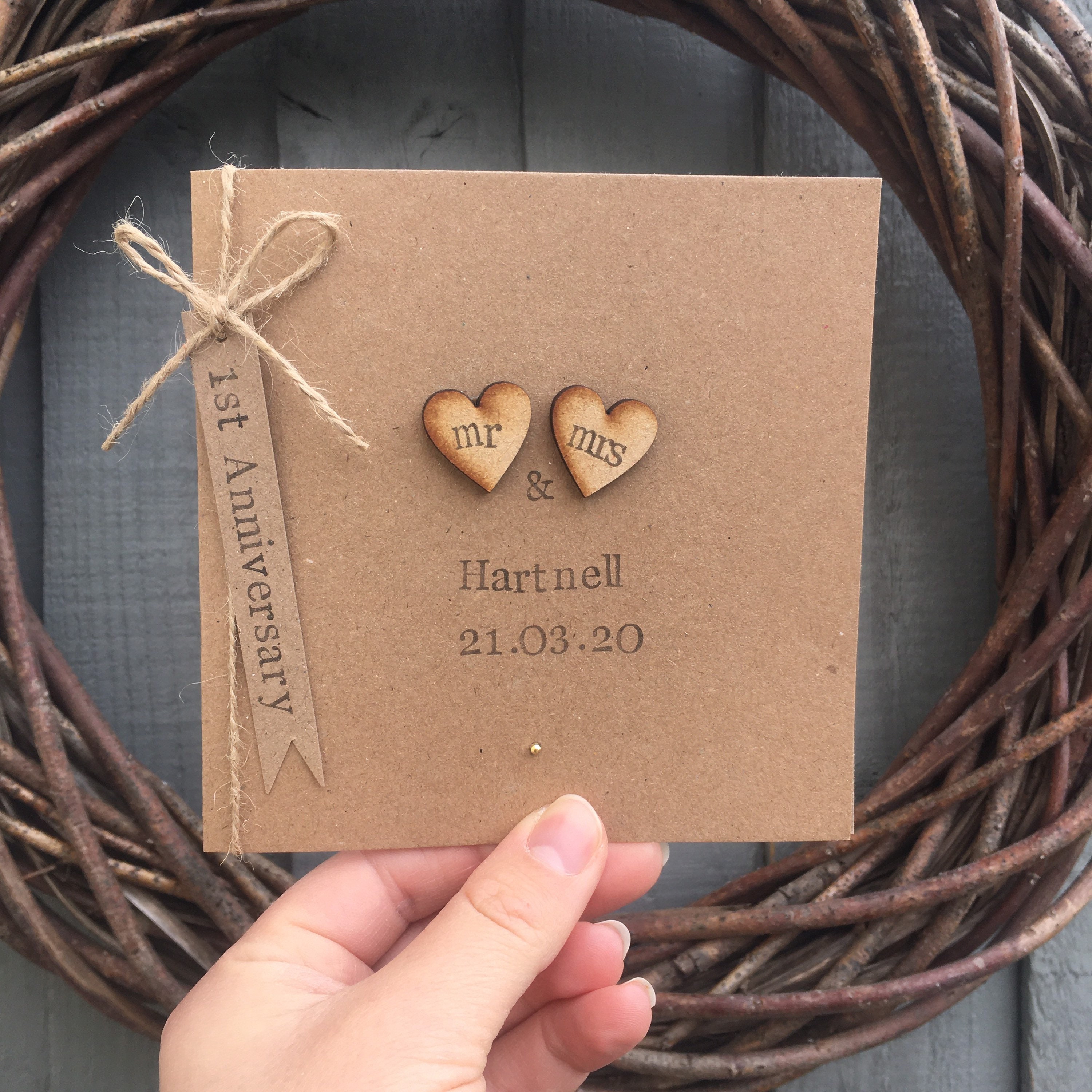 Personalised Anniversary Card, Rustic, Shabby Chic, Mr & Mrs Card ...