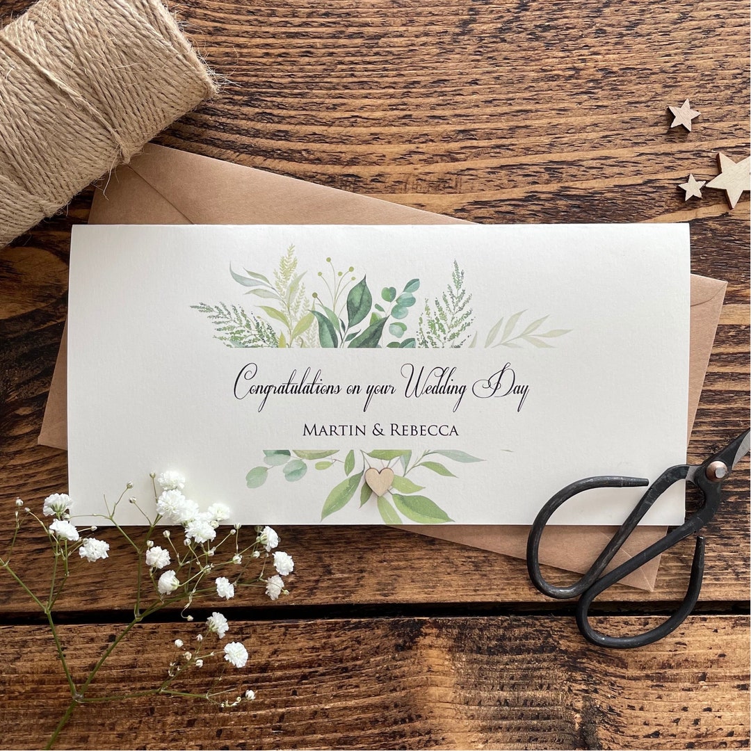 Vintage Personalised Wedding Money Wallet | Rustic Wedding Money Card ...