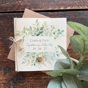 Vintage Personalised Wedding Card Foliage Rustic Wedding Civil Ceremony ...