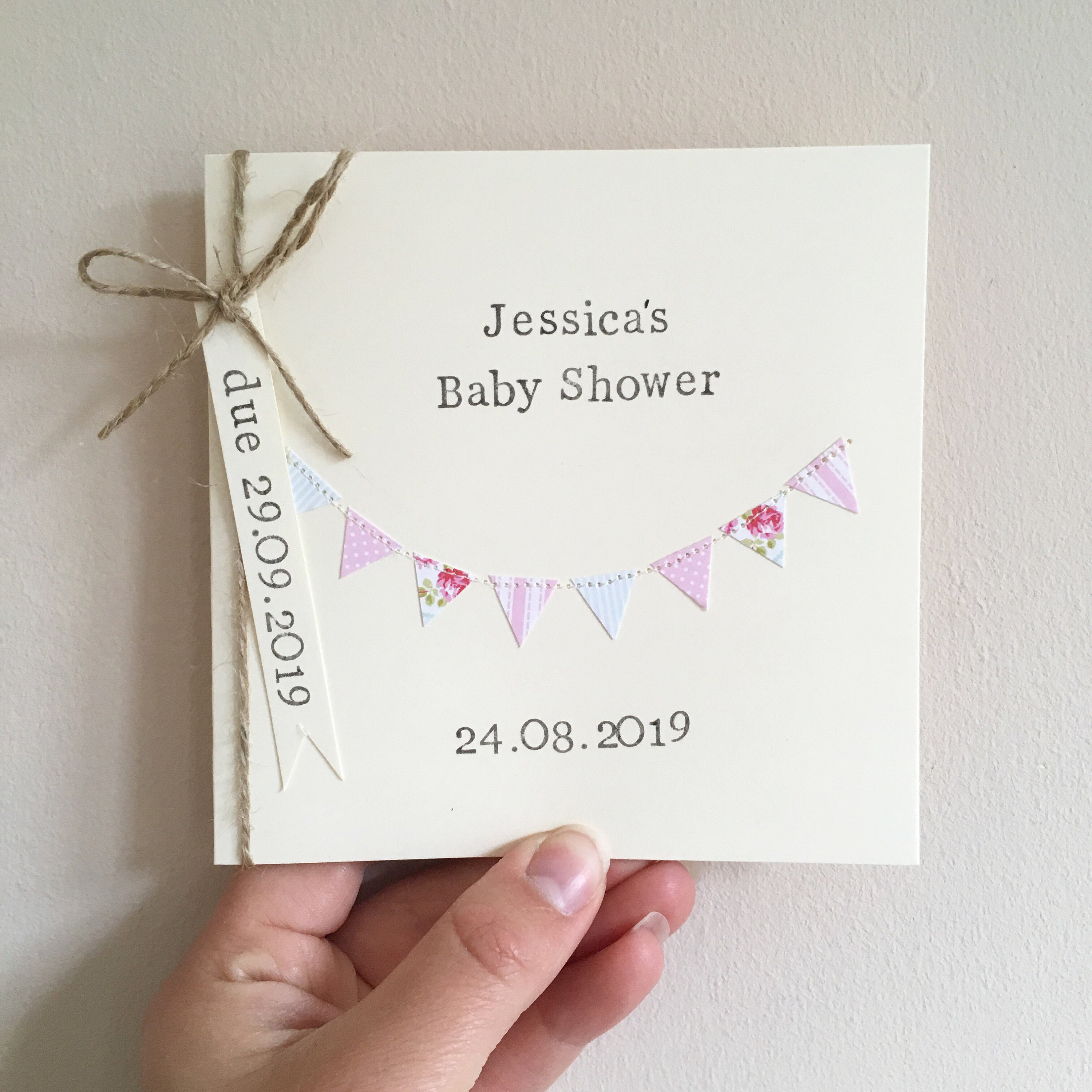 Baby Shower card / Baby Shower personalised Card / Bunting | Etsy