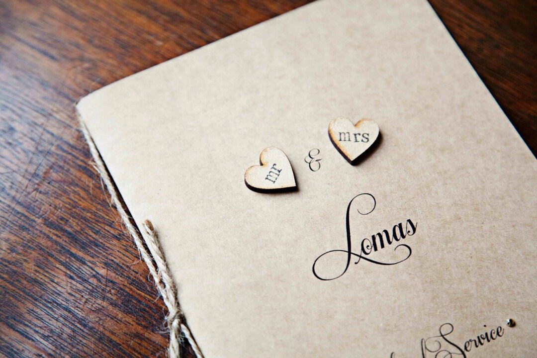 1 X Rustic Wedding Order of Service Front Cover, Order of Service ...