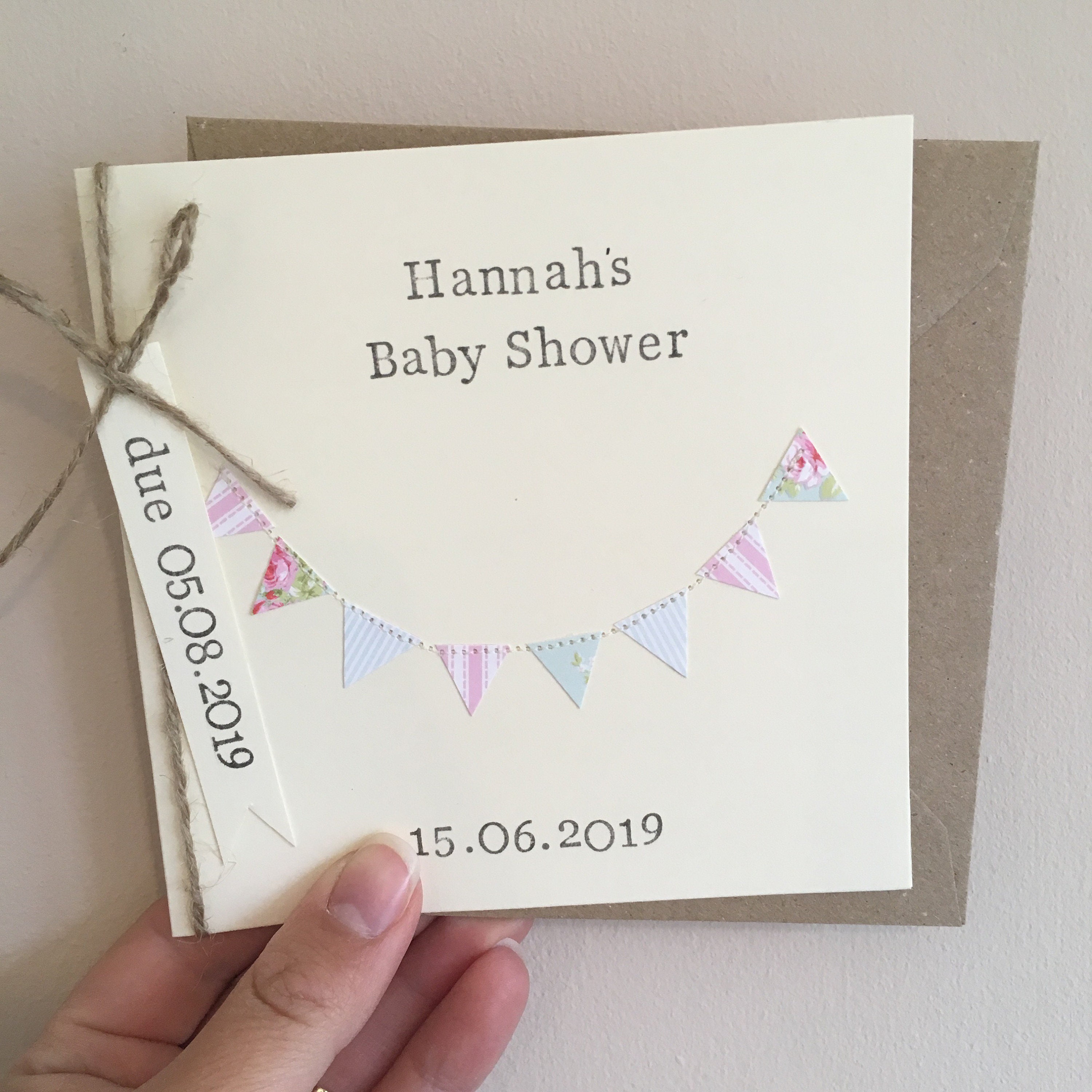 Baby Shower card / Baby Shower personalised Card / Bunting | Etsy
