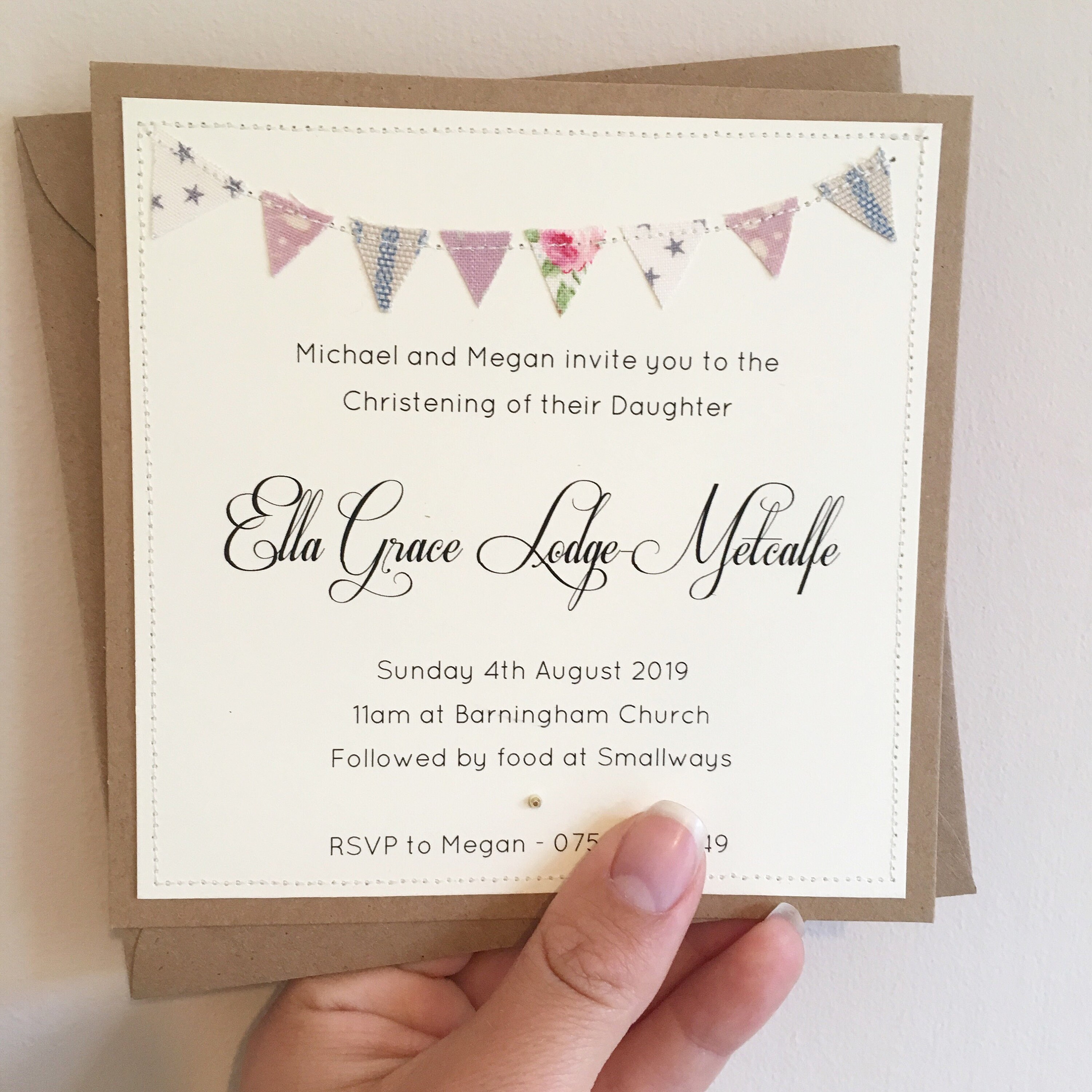 Personalised Christening card Invite Christening Invitation | Etsy