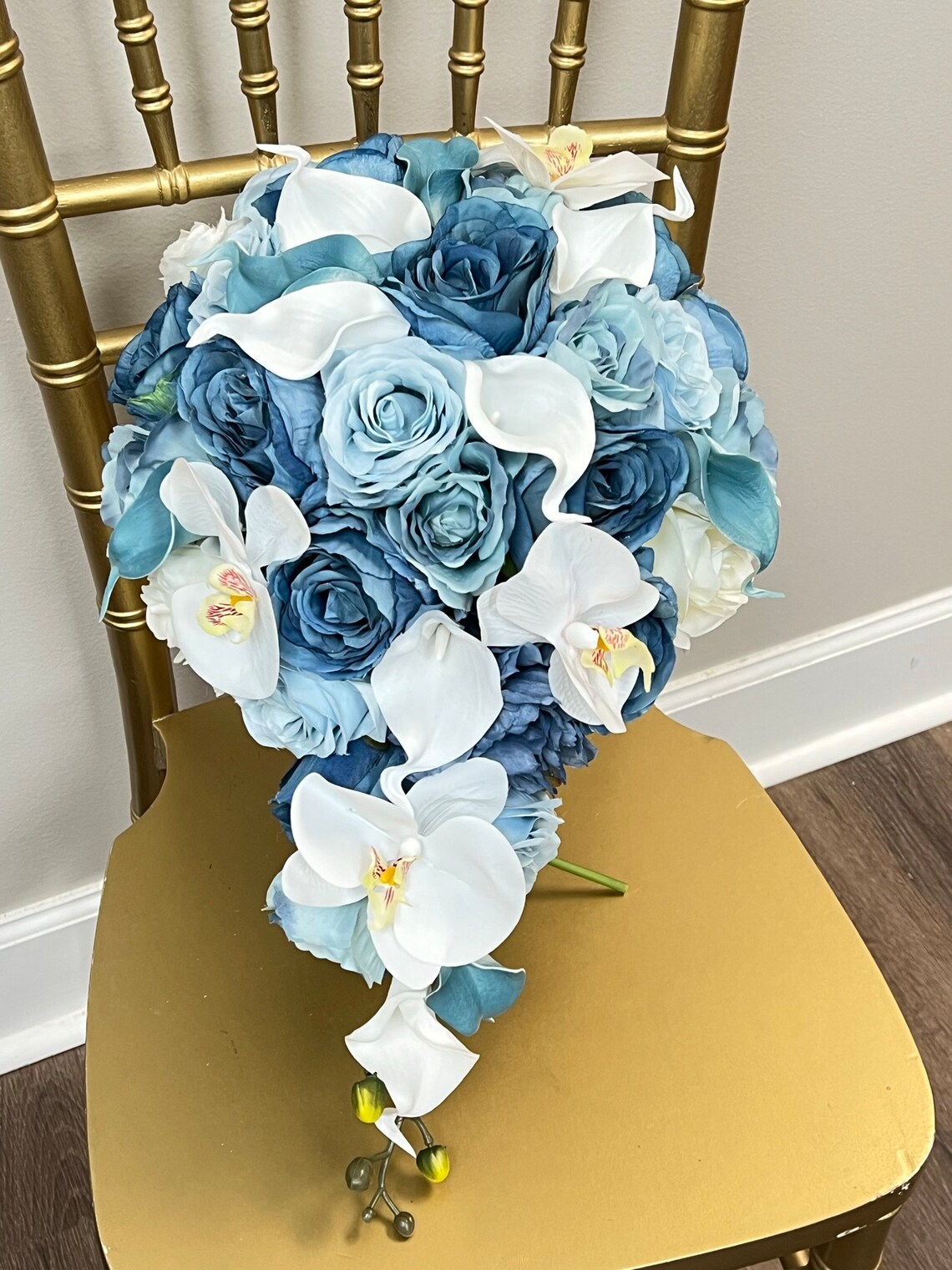 Build Your Wedding Package-shades of Dusty Blue Cascade Real Touch ...