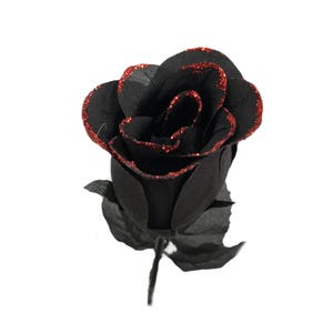 Black Magic Silk Rosebud Long Stem Glittered Trims - Etsy