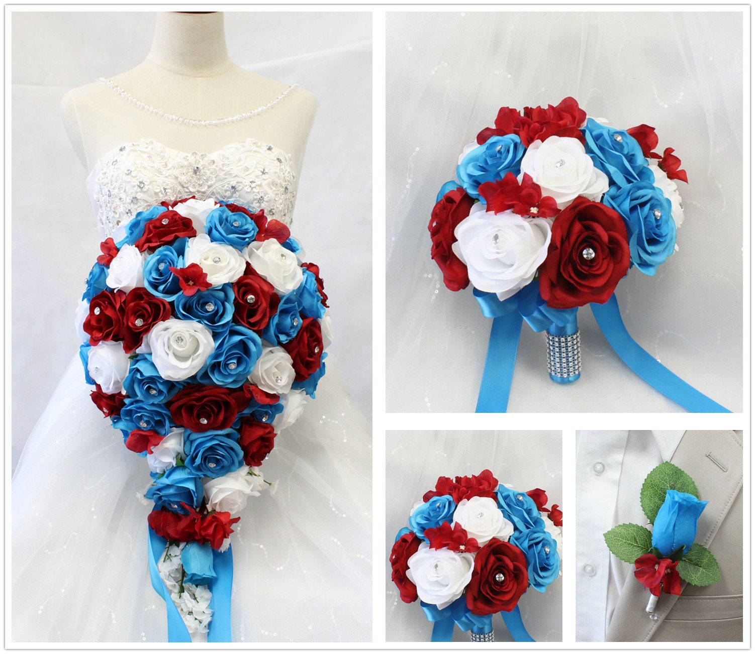 Build your wedding flower package-Cascade and round bouquets | Etsy