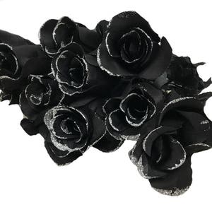 Black Magic Silk Rosebud Long Stem Glittered Trims - Etsy
