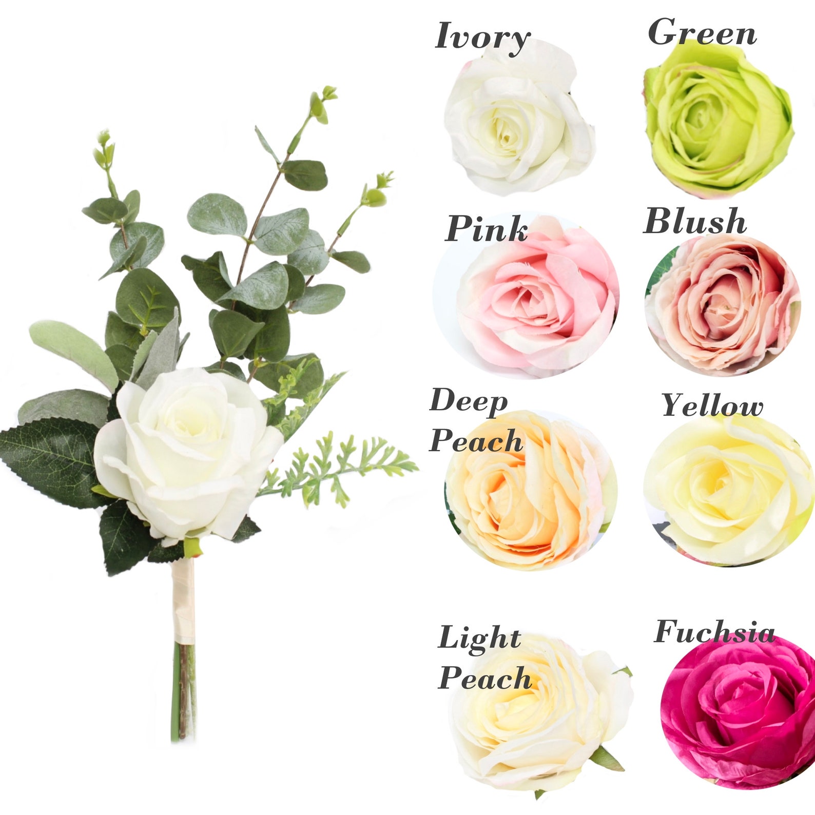 Posy Bouquet boho Rustic Style choose Rose Ribbon Color - Etsy