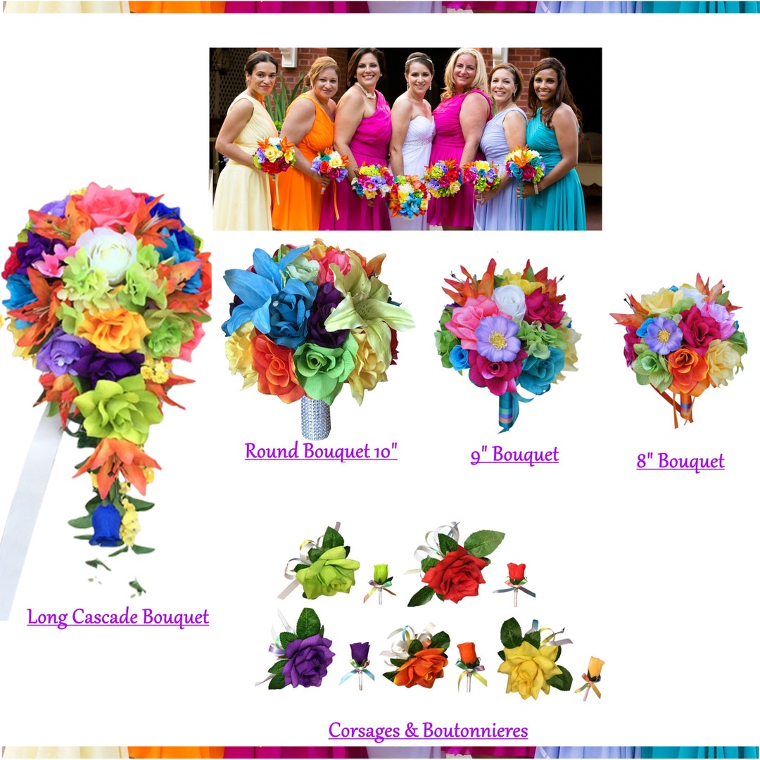 Rainbow Colorful Keepsake Wedding Flowers Build Your Wedding Package ...
