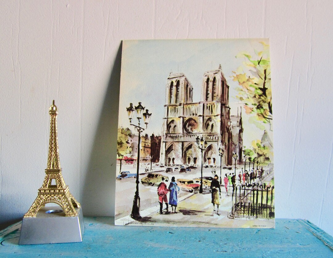 Notre Dame Print by Lelong Vintage Paris Cityscape View Museum Editions ...