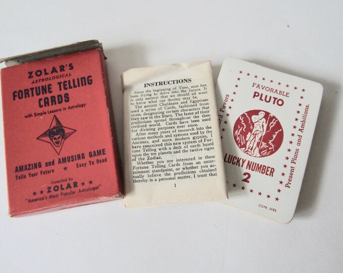 Vintage Zolar's Astrological Fortune Telling Cards Gypsy Witch Fortune ...