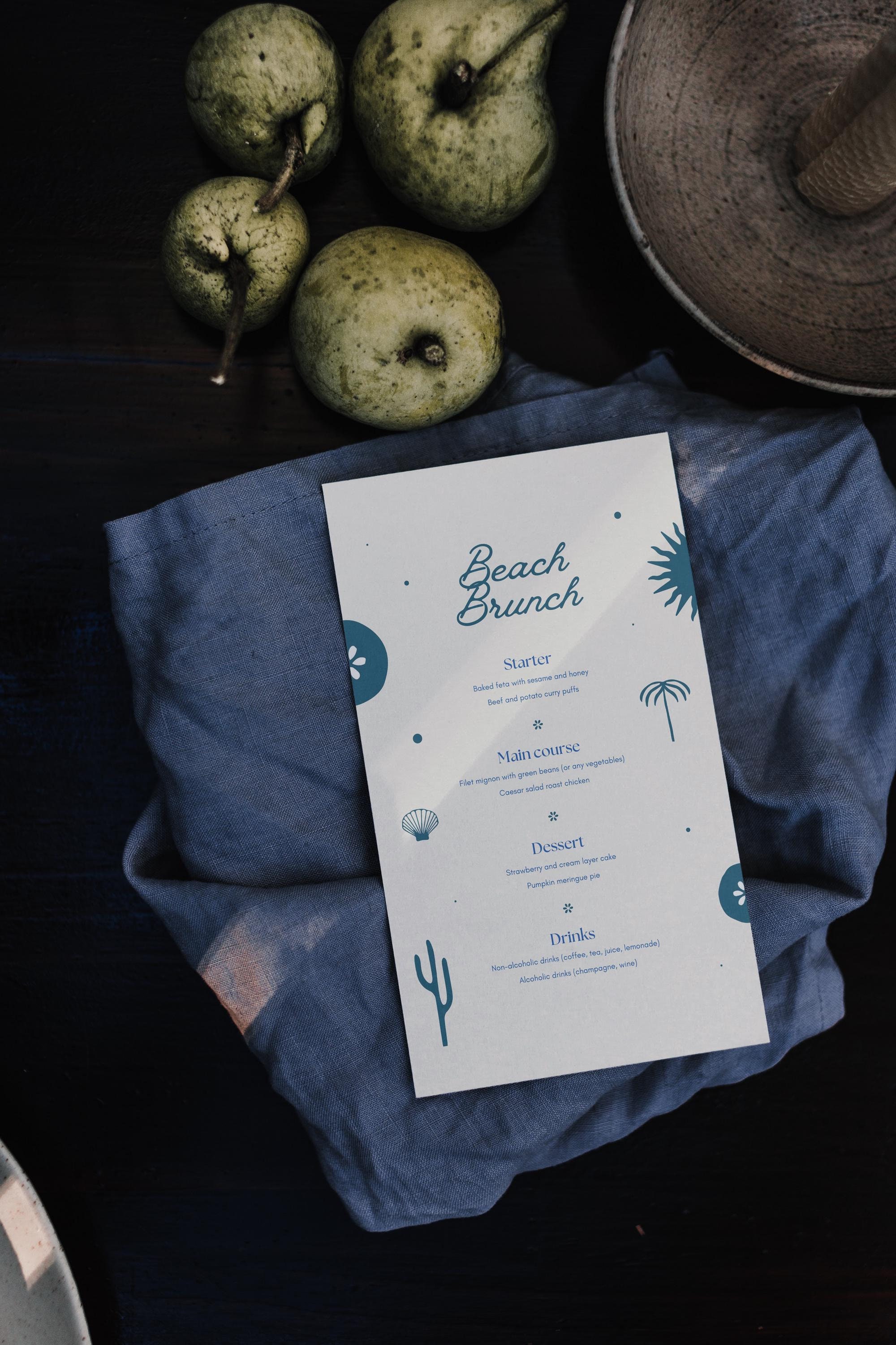 Beach Brunch Menu Template - Etsy