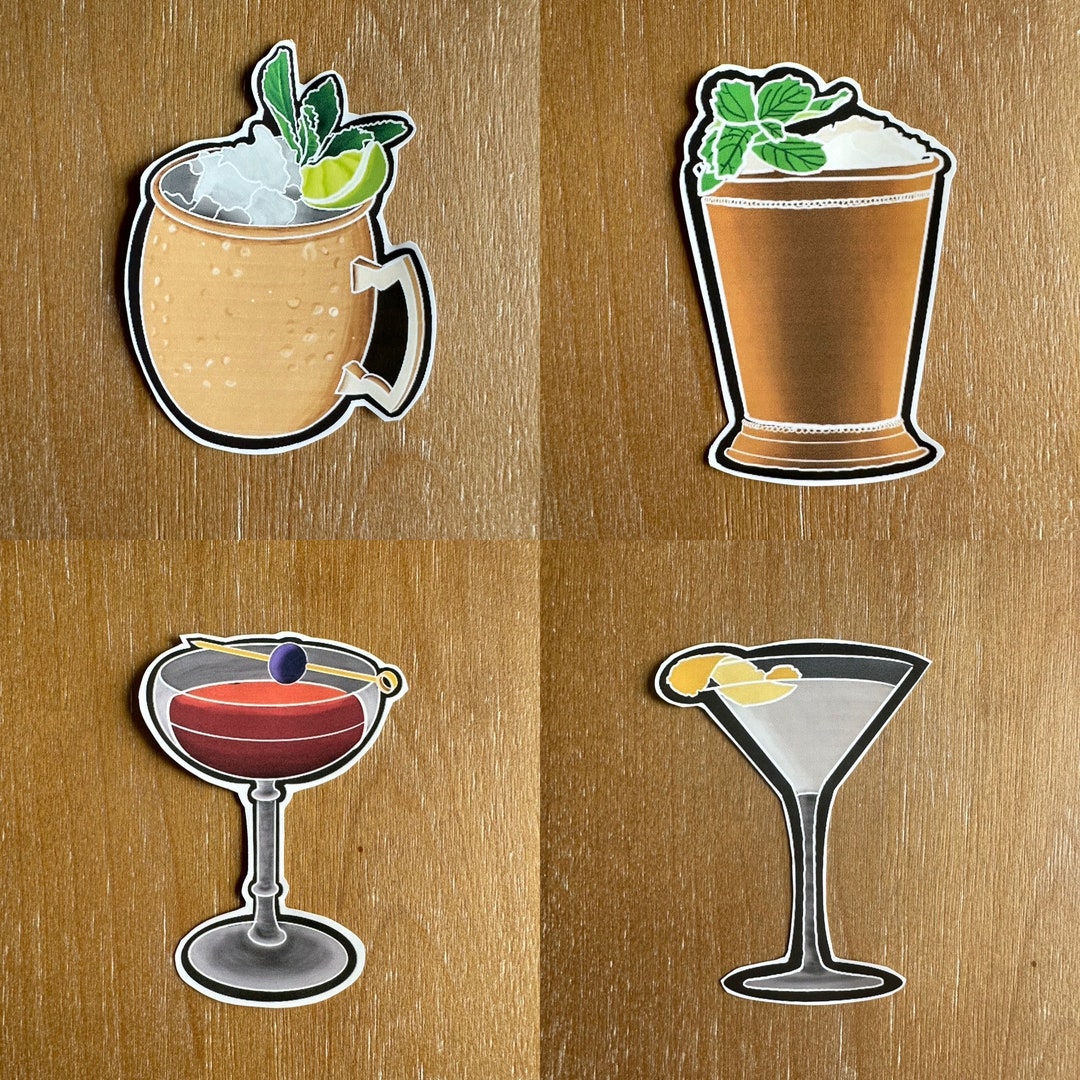 5 Pack- Mini Cocktail Stickers - Etsy