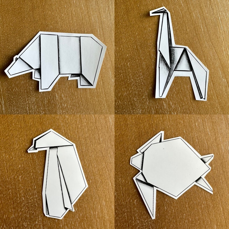 6 Pack- Mini Endangered Animal Origami Stickers - Etsy