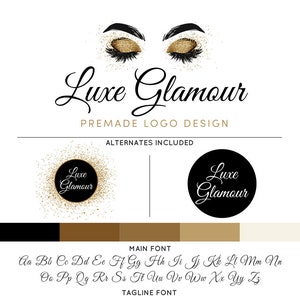Eyelashes Brows Makeup Gold Logo & Watermark Premade Design - Custom ...