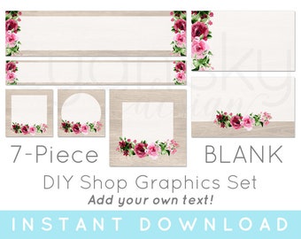 DIY Etsy Shop Graphics Set Rustic Wood Floral Cabin Banners | Etsy