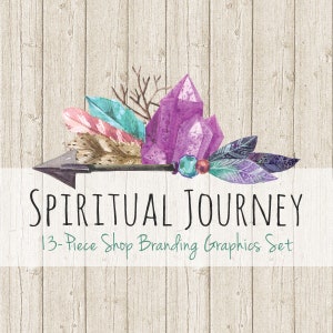 Boho Crystal Shop Branding Banners, Avatar Icons, Business Card, Logo ...