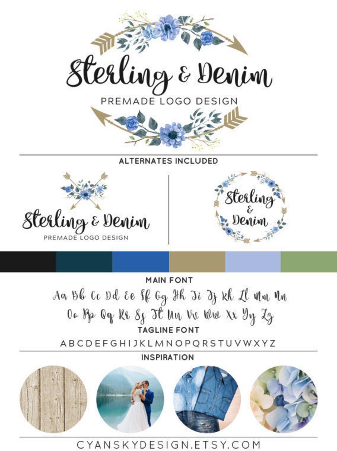 Boho Floral Arrows Logo & Watermark Premade Design - Custom Business ...