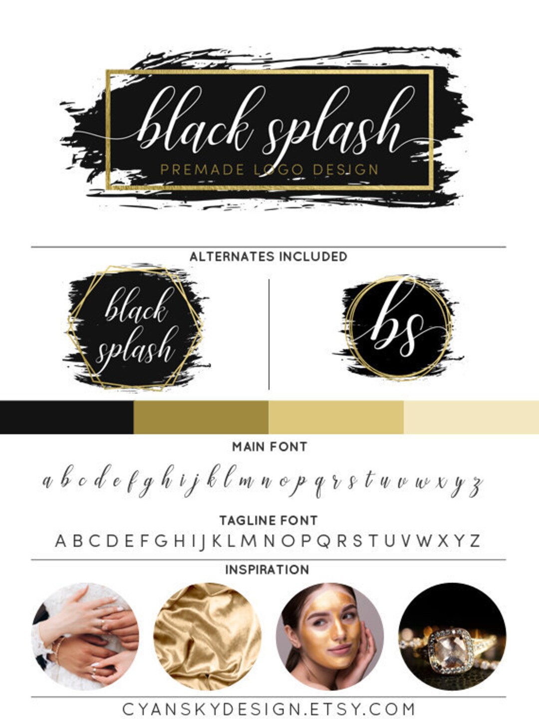 Black Gold Paint Splash Logo & Watermark Premade Design - Custom ...
