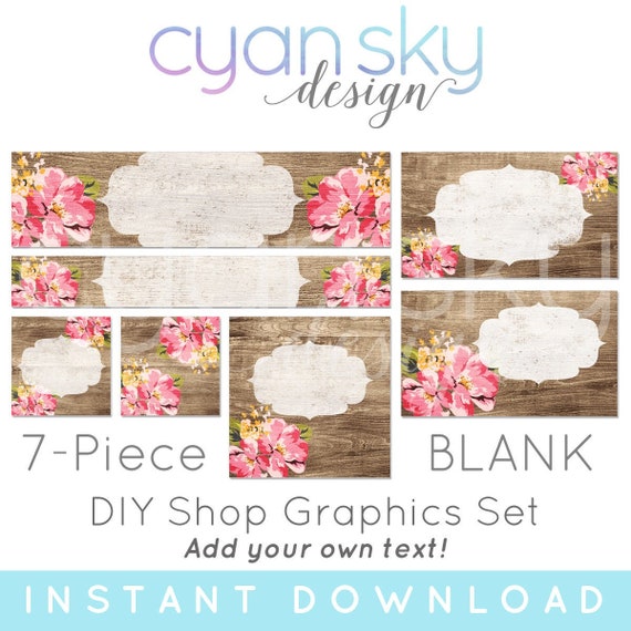 Blank Etsy Cover Floral Branding Kit Blank Facebook Instant Download ...