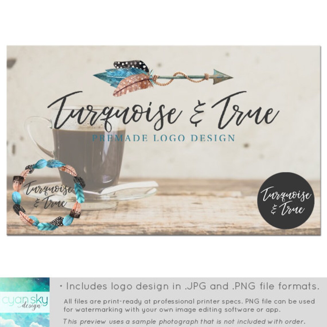 Rustic Boho Arrow Logo & Watermark Premade Design Custom - Etsy