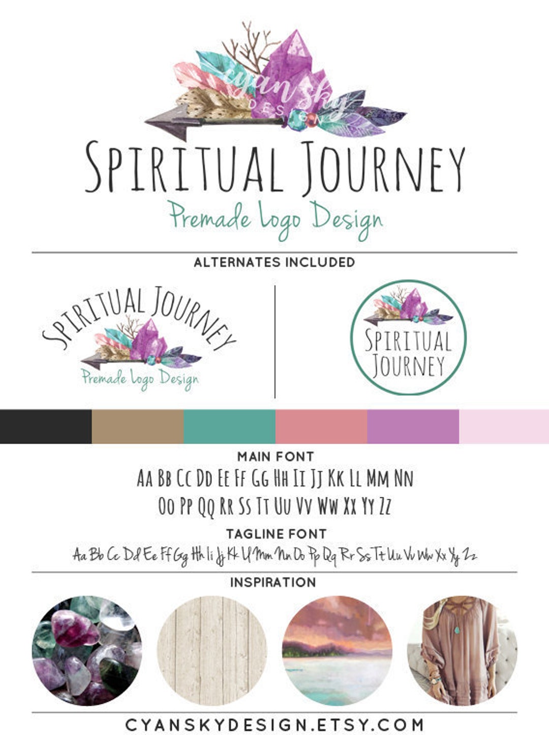 Bohemian Crystal Logo & Watermark Premade Design - Custom Business ...