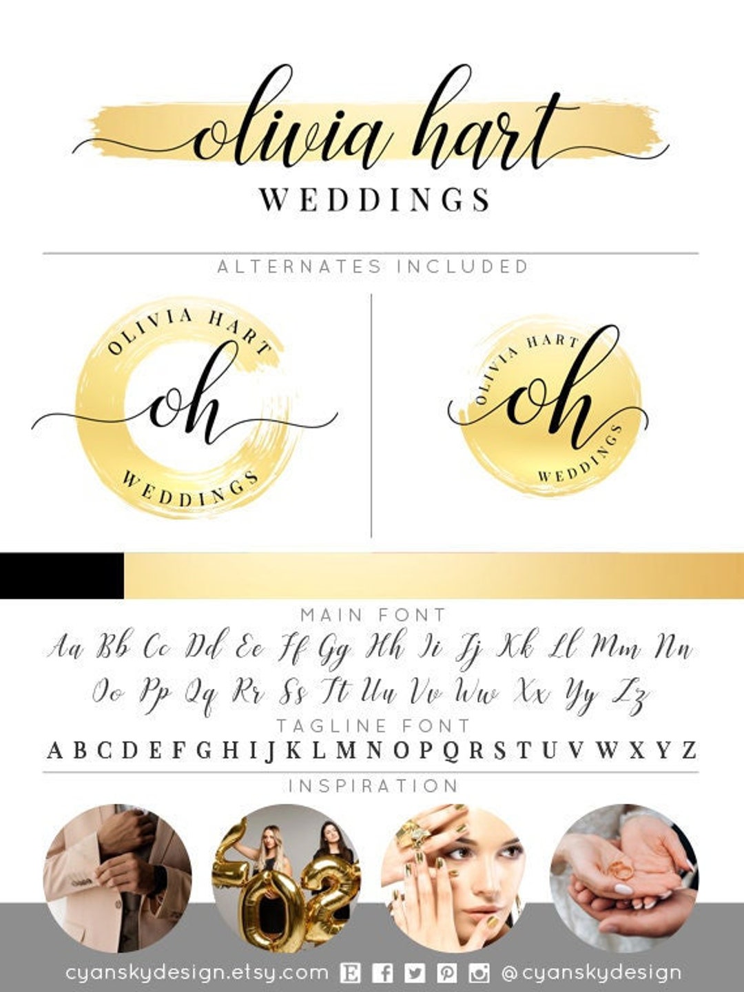 Gold Swash Style Script Logo & Watermark Premade Design - Custom ...