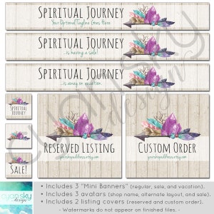 Boho Crystal Shop Branding Banners, Avatar Icons, Business Card, Logo ...