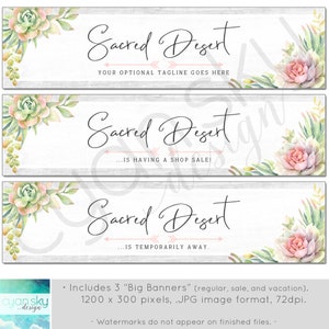 Rustic Wood & Succulents Shop Branding Banners, Avatar Icons, Business ...