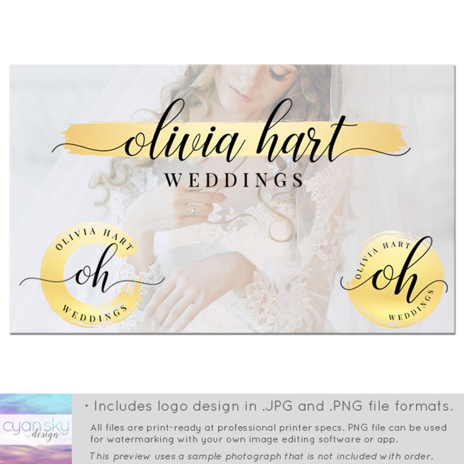 Gold Swash Style Script Logo & Watermark Premade Design - Etsy
