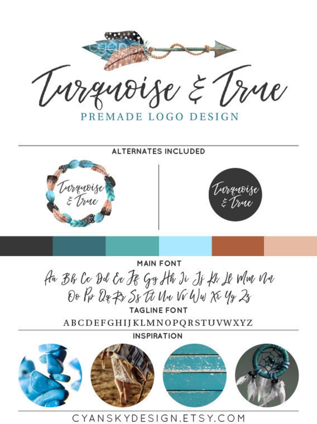 Rustic Boho Arrow Logo & Watermark Premade Design - Custom Business ...