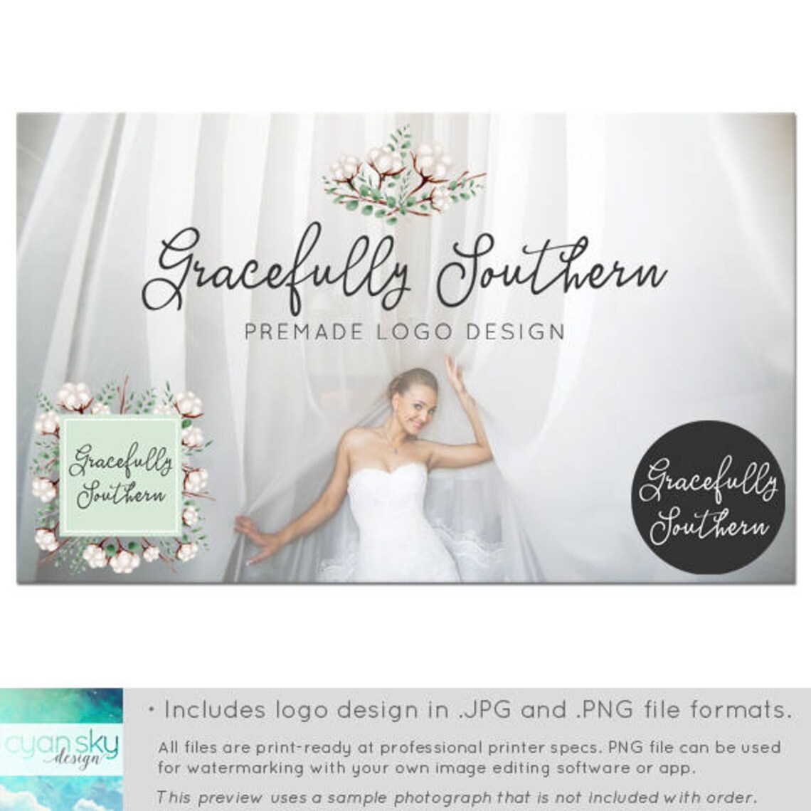 Rustic Cotton Southern Logo & Watermark Premade Design - Etsy