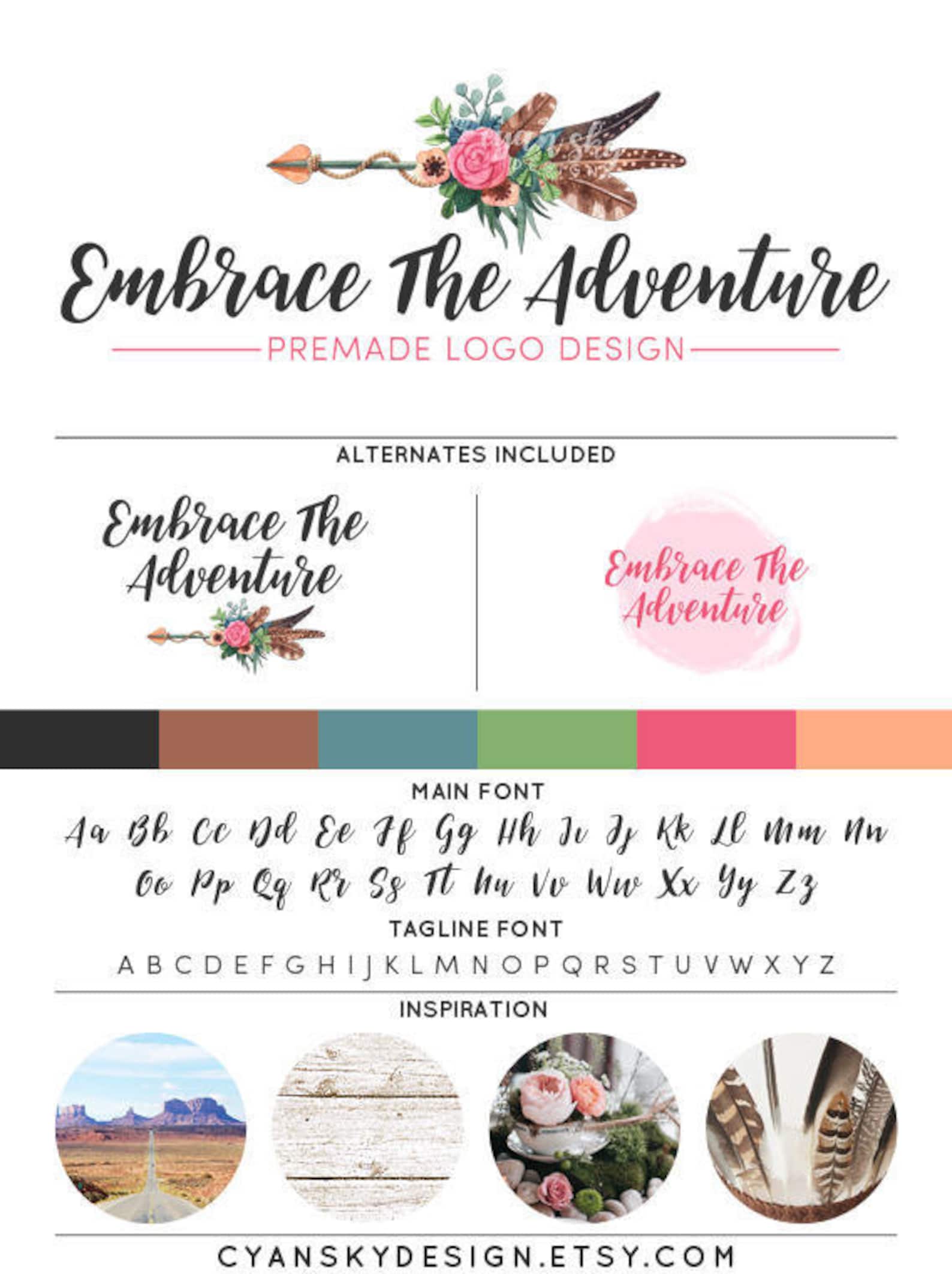 Rustic Boho Arrow Logo & Watermark Premade Design Custom | Etsy