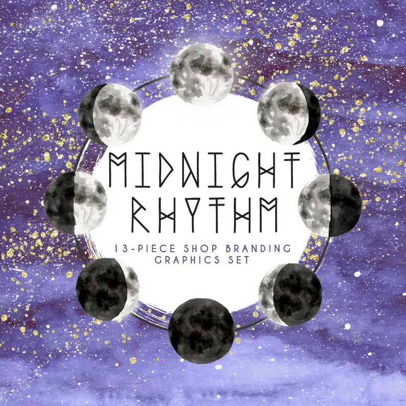 Watercolor Moon Lunar Cycle Shop Branding Banners Avatar - Etsy