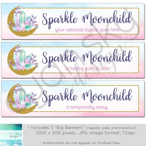 Crystals & Moon Shop Branding Banners, Icons, Business Card, Logo Label ...