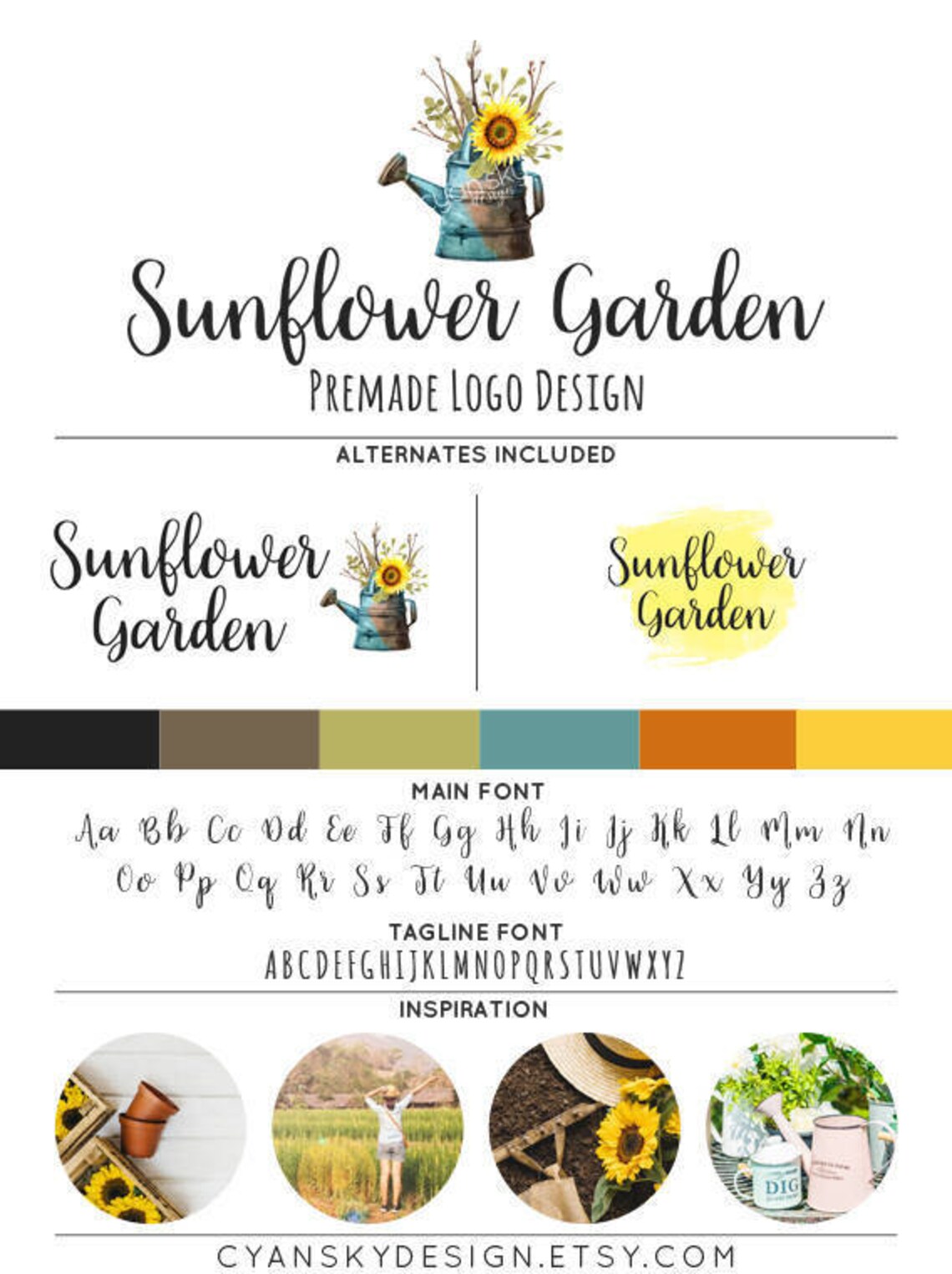 Rustic Sunflower Logo & Watermark Premade Design Custom - Etsy