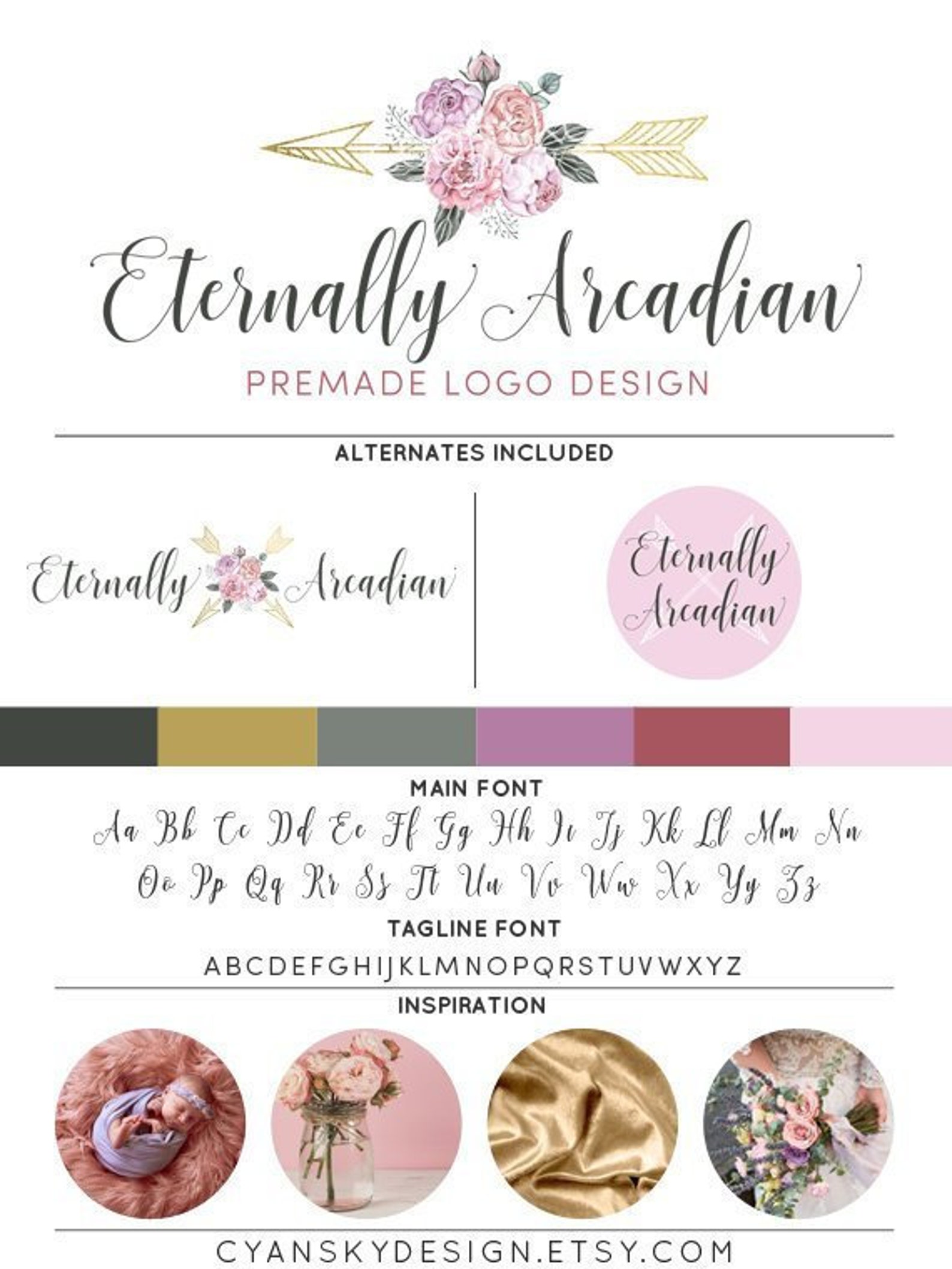 Rustic Floral Arrow Boho Logo & Watermark Premade Design - Etsy