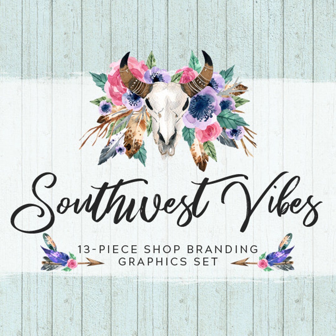 Boho Chic Floral Skull Shop Branding Cover Photo Banners - Etsy