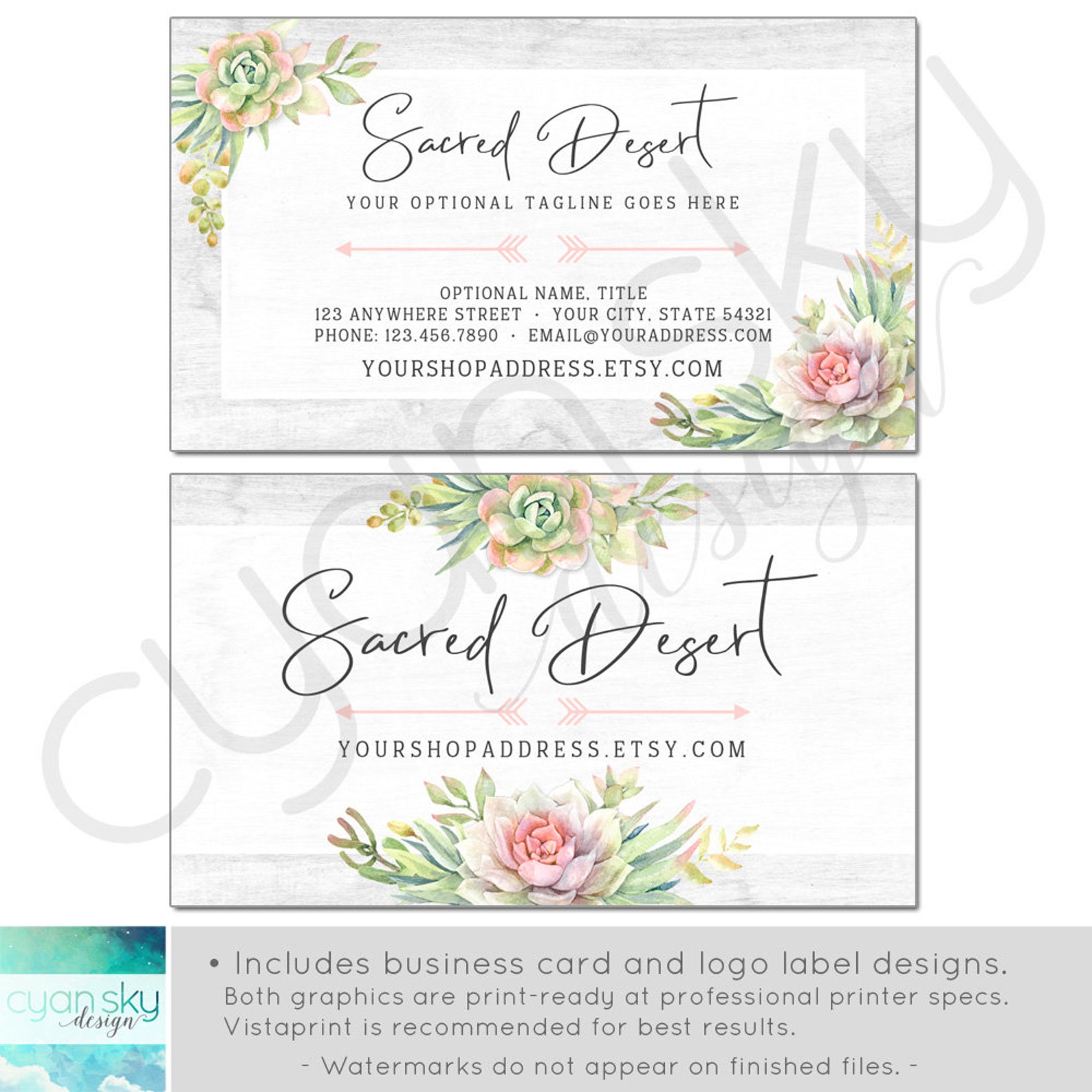 Rustic Wood & Succulents Shop Branding Banners Avatar Icons - Etsy