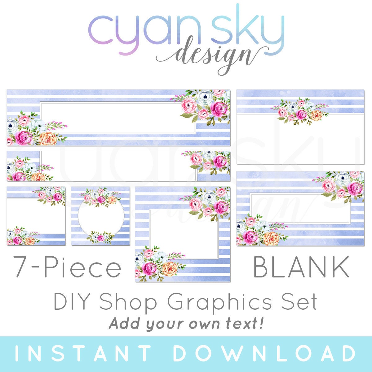 Blank Etsy Cover Floral Branding Kit Blank Facebook Instant Download ...