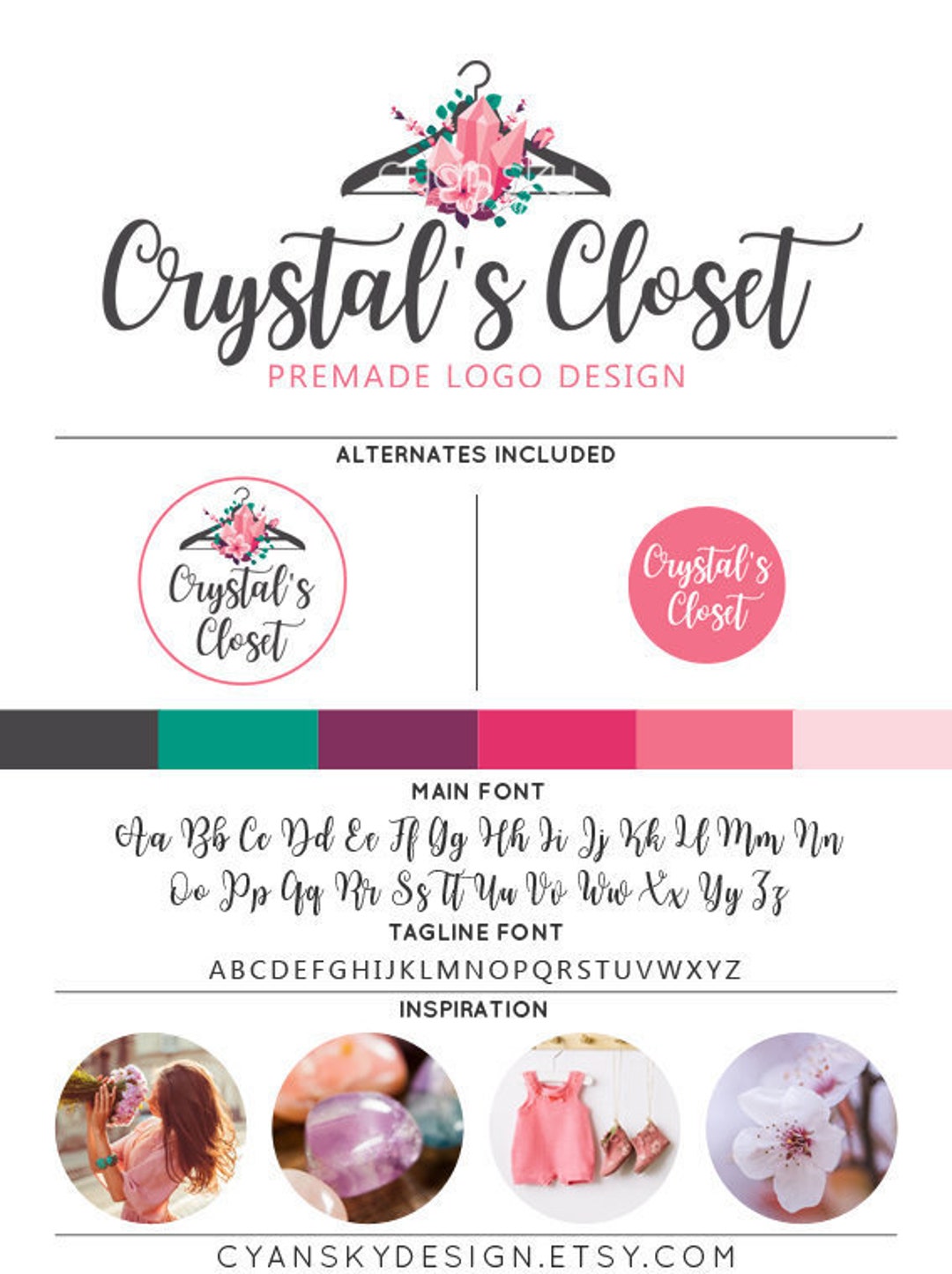 Boho Clothes Hanger Logo & Watermark Premade Design - Custom Business ...