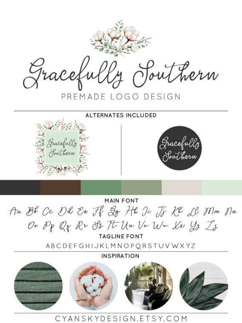 Rustic Cotton Southern Logo & Watermark Premade Design - Etsy